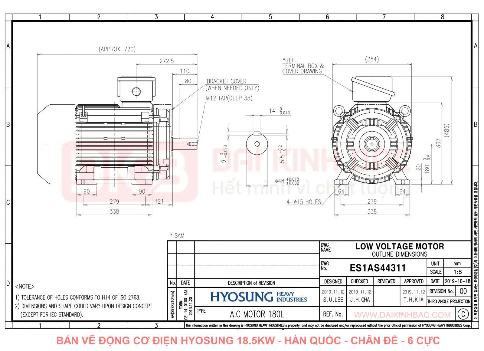 ĐỘNG CƠ ĐIỆN HYOSUNG 18.5KW - HÀN QUỐC